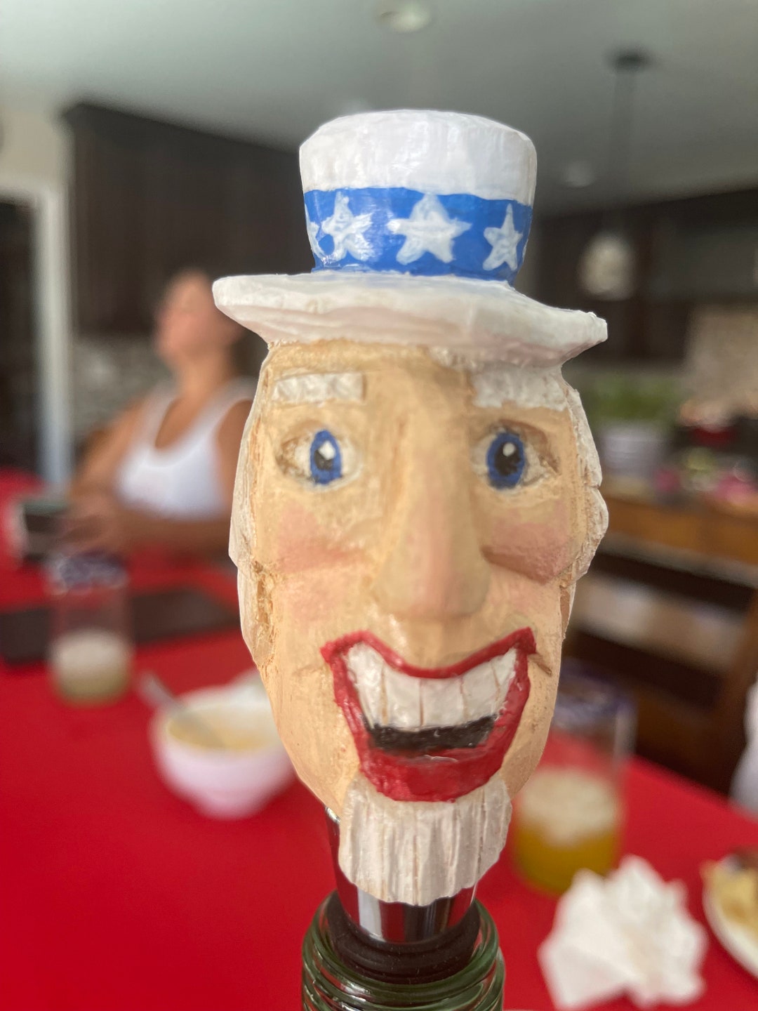 Hand Carved Uncle Sam Bottle Topper - Etsy