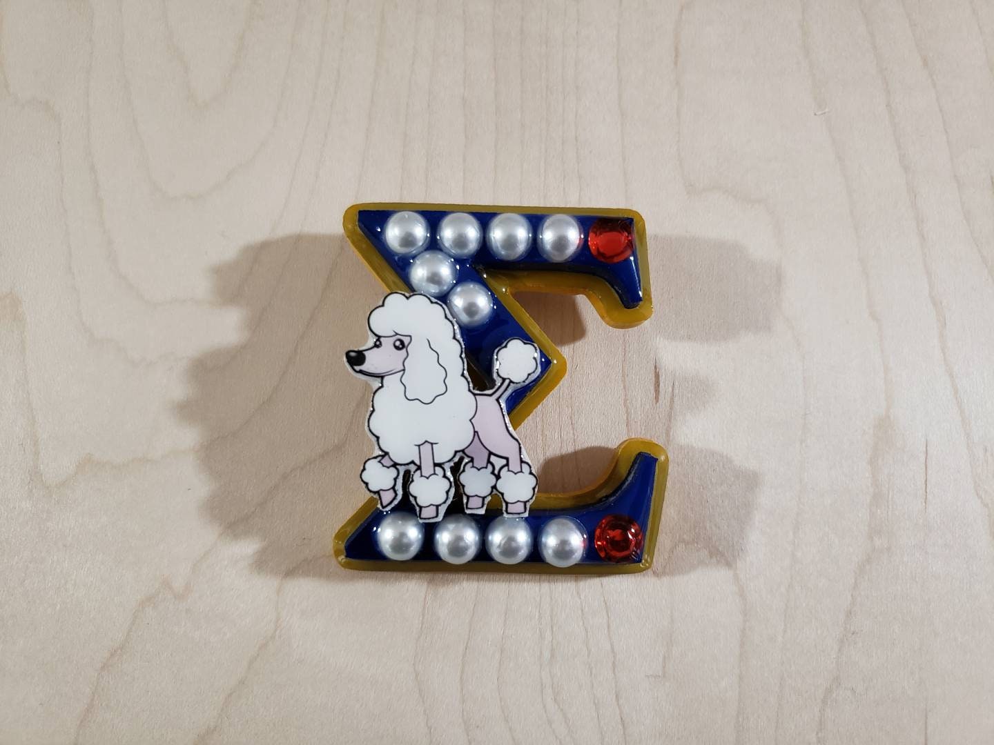 Rubies Pearls and Poodle Sigma Pin. - Etsy