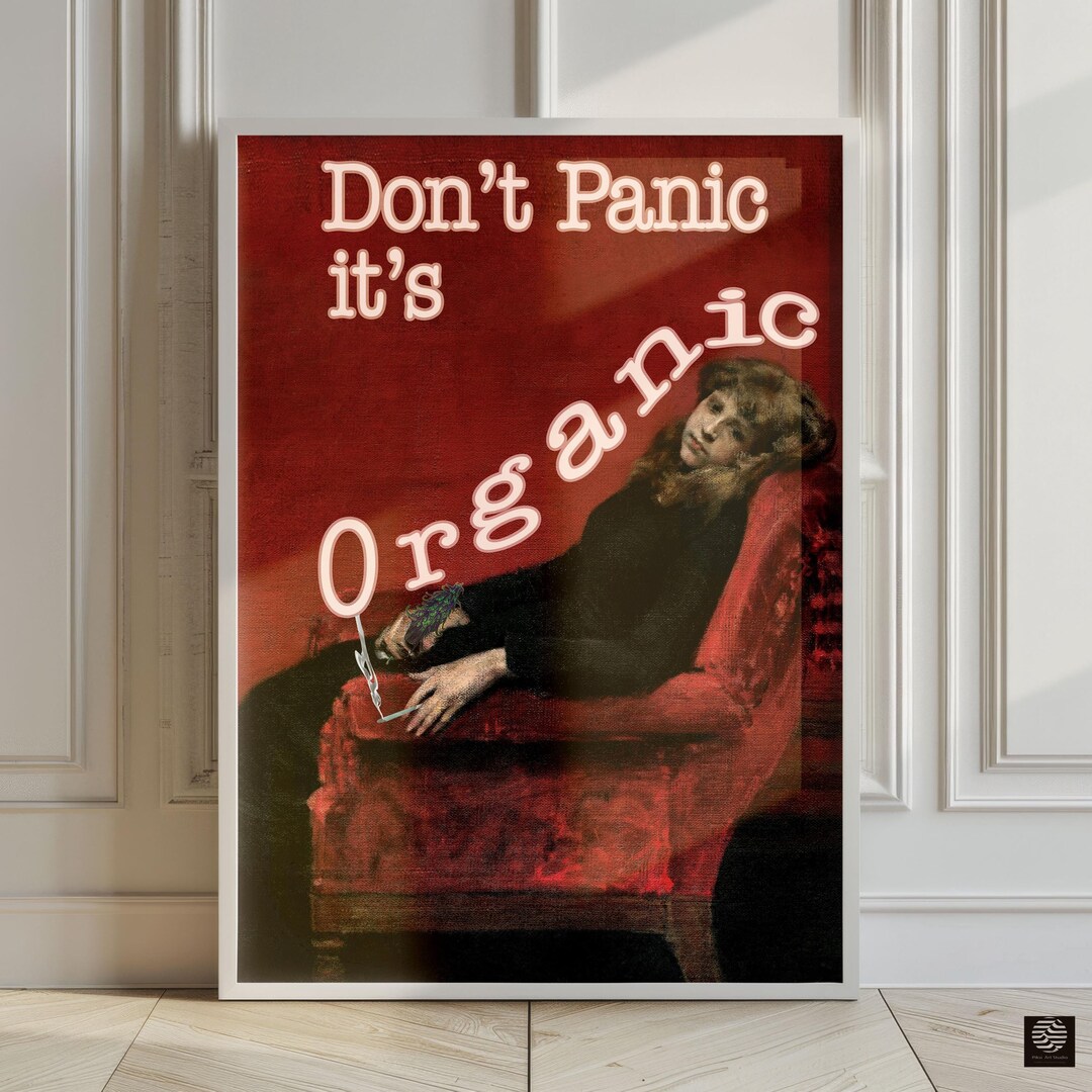 Dont Panic Vintage Weed Girl Poster, Vintage Cannabis Print, Retro Weed ...