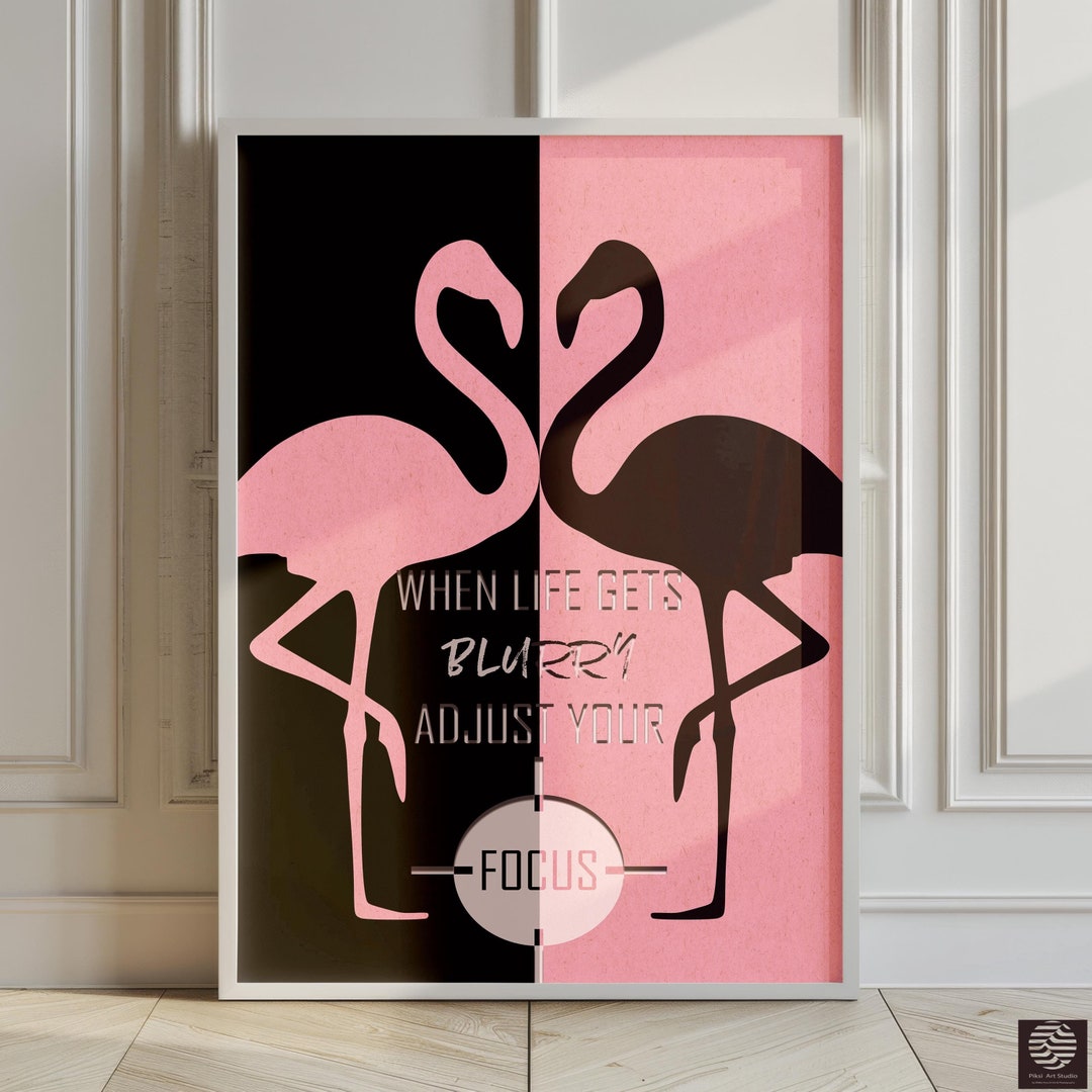 Flamingo Pink Motivational Poster, Positive Quote Wall Art, Minimalist ...