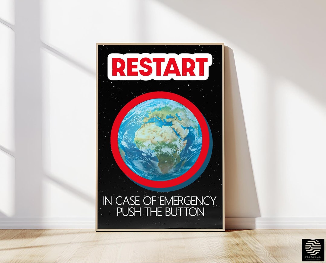 Restart Earth Poster, Futuristic Sci-fi Wall Art, Digital Planet Print ...
