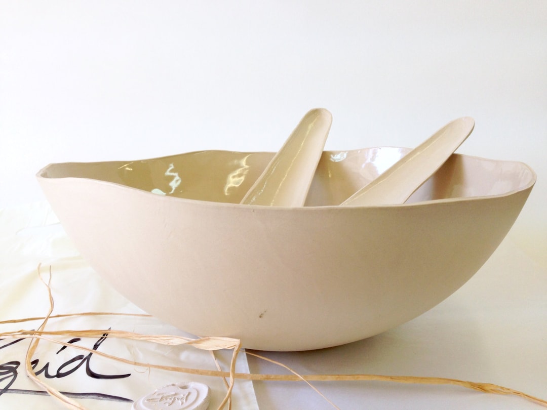 White Bowl, Cream Bowl, Large Salad Ceramic Bowl, Open Bowl Salad Bowl ...
