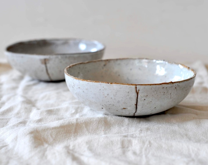 Rustic White Ceramic Soup Bowl - Etsy