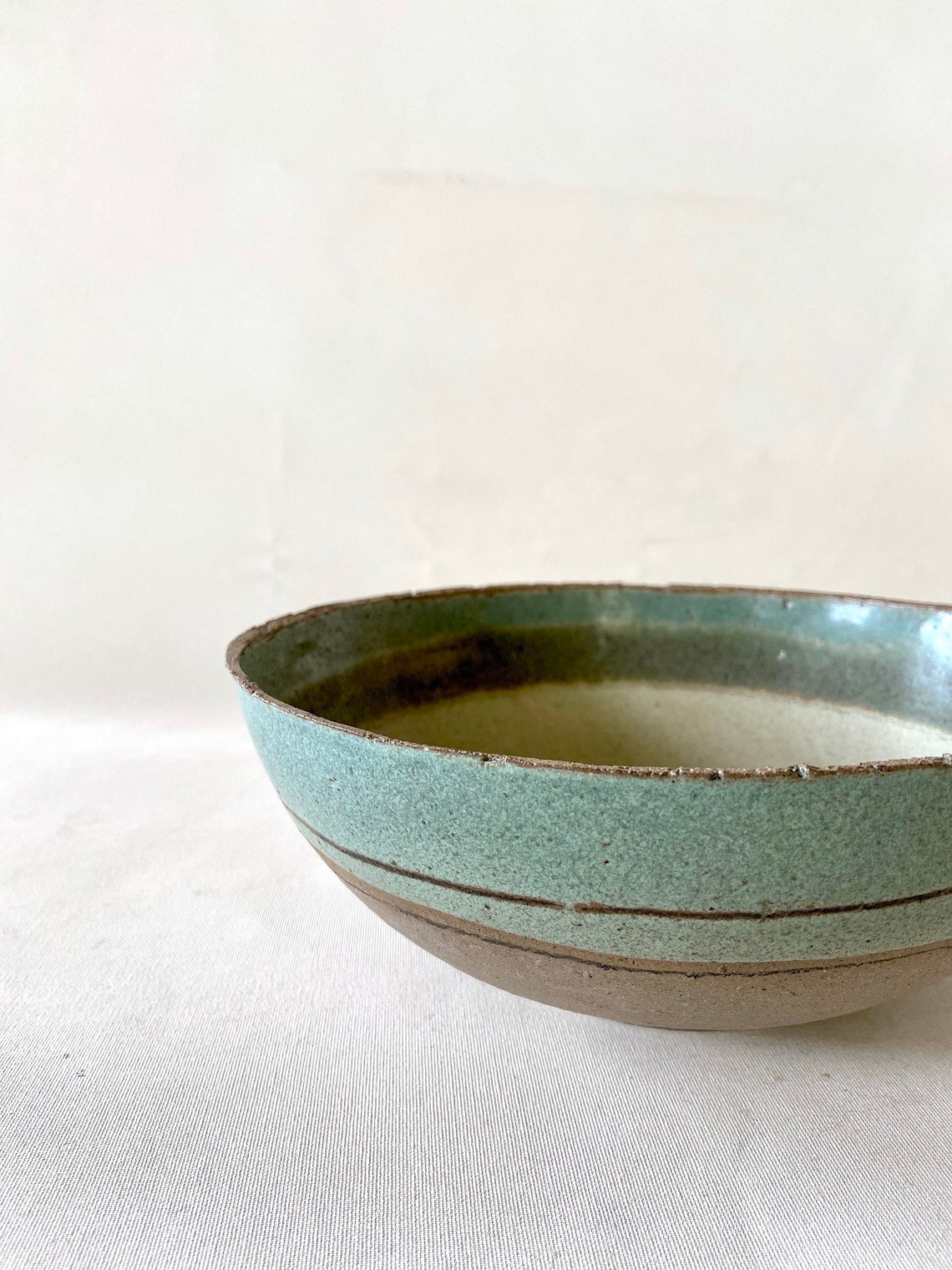 Green Ceramic Salad Bowl With Rough Clay - Etsy