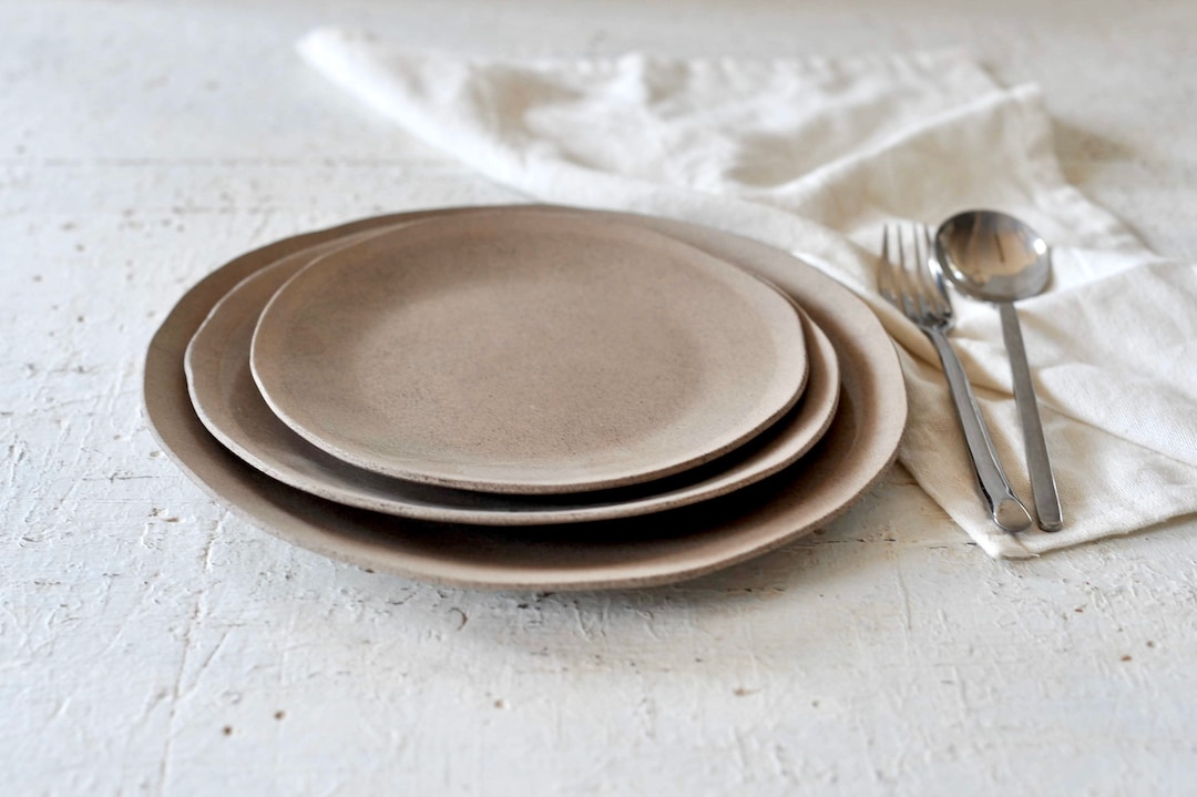 Ceramic Plates Set, 3 Gray Pieces - Etsy