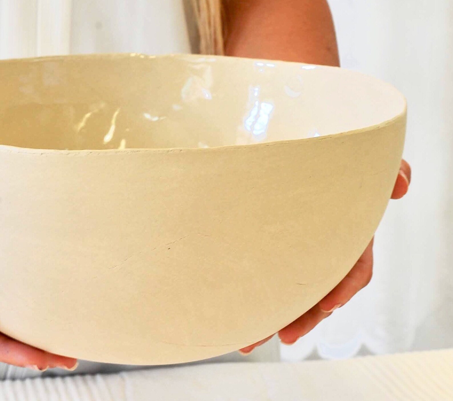 White Bowl Cream Ceramic Bowl Fruit Bowl Serving Dish | Etsy