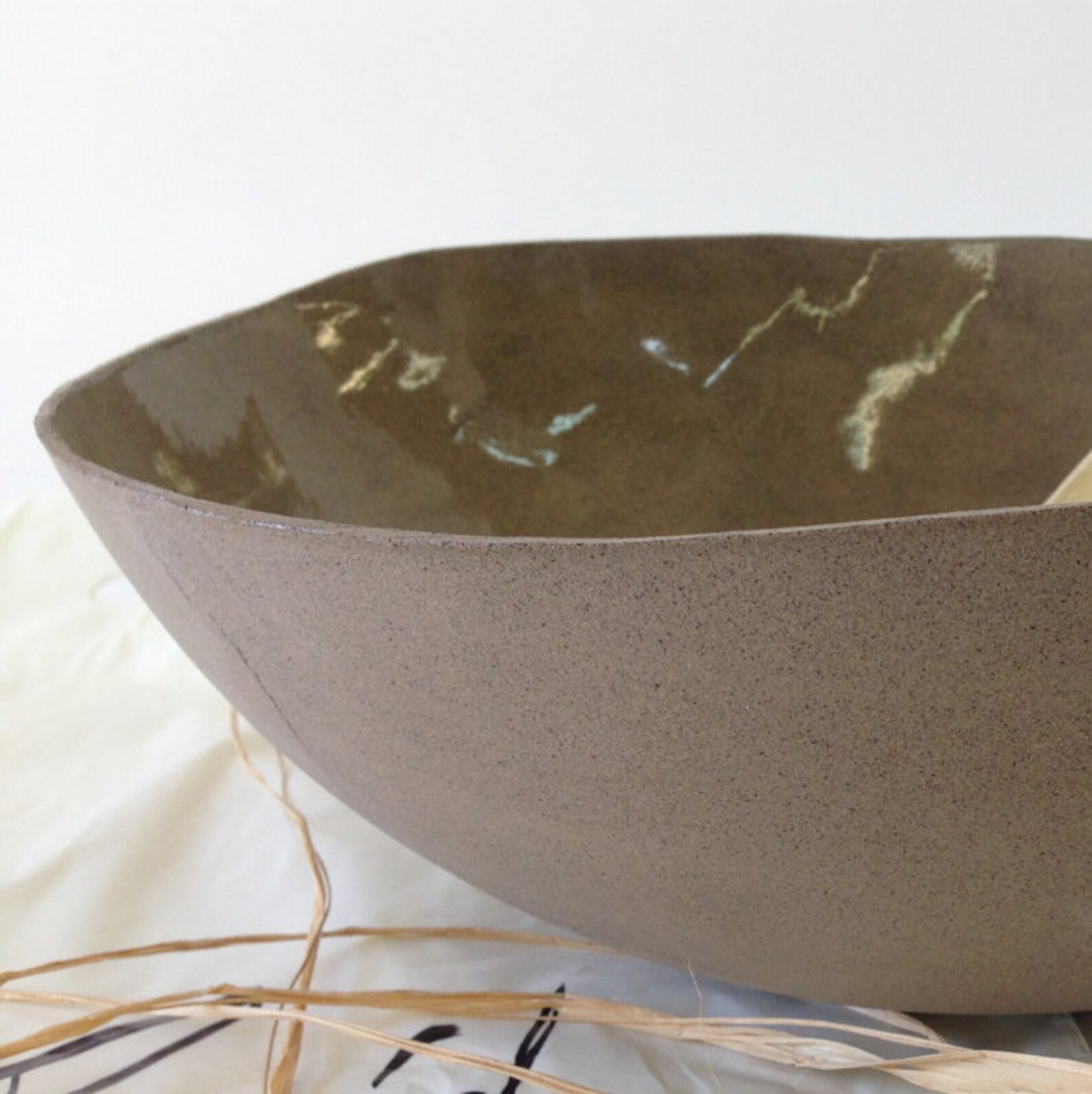 Large Bowl Ceramic Bowl Salad Bowl Gray Bowl Serving Bowl - Etsy