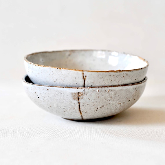 Rustic White Ceramic Soup Bowl | Etsy