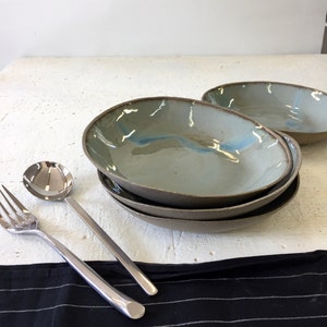 Blue & Grey Ceramic Plate Set of 2 - Etsy