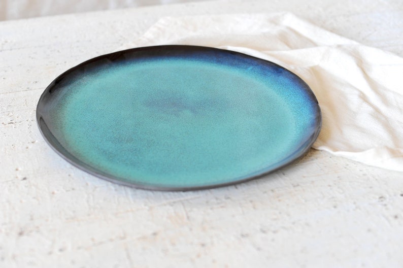 Large Blue Ceramic Serving Plate - Etsy