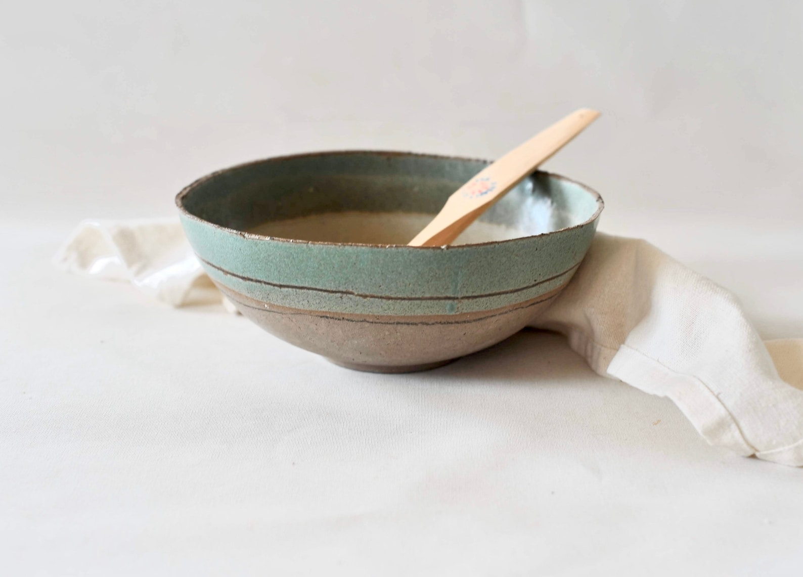 Green Ceramic Salad Bowl With Rough Clay - Etsy