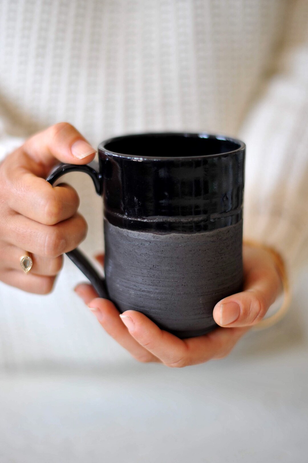 Black Ceramic Mug - Etsy