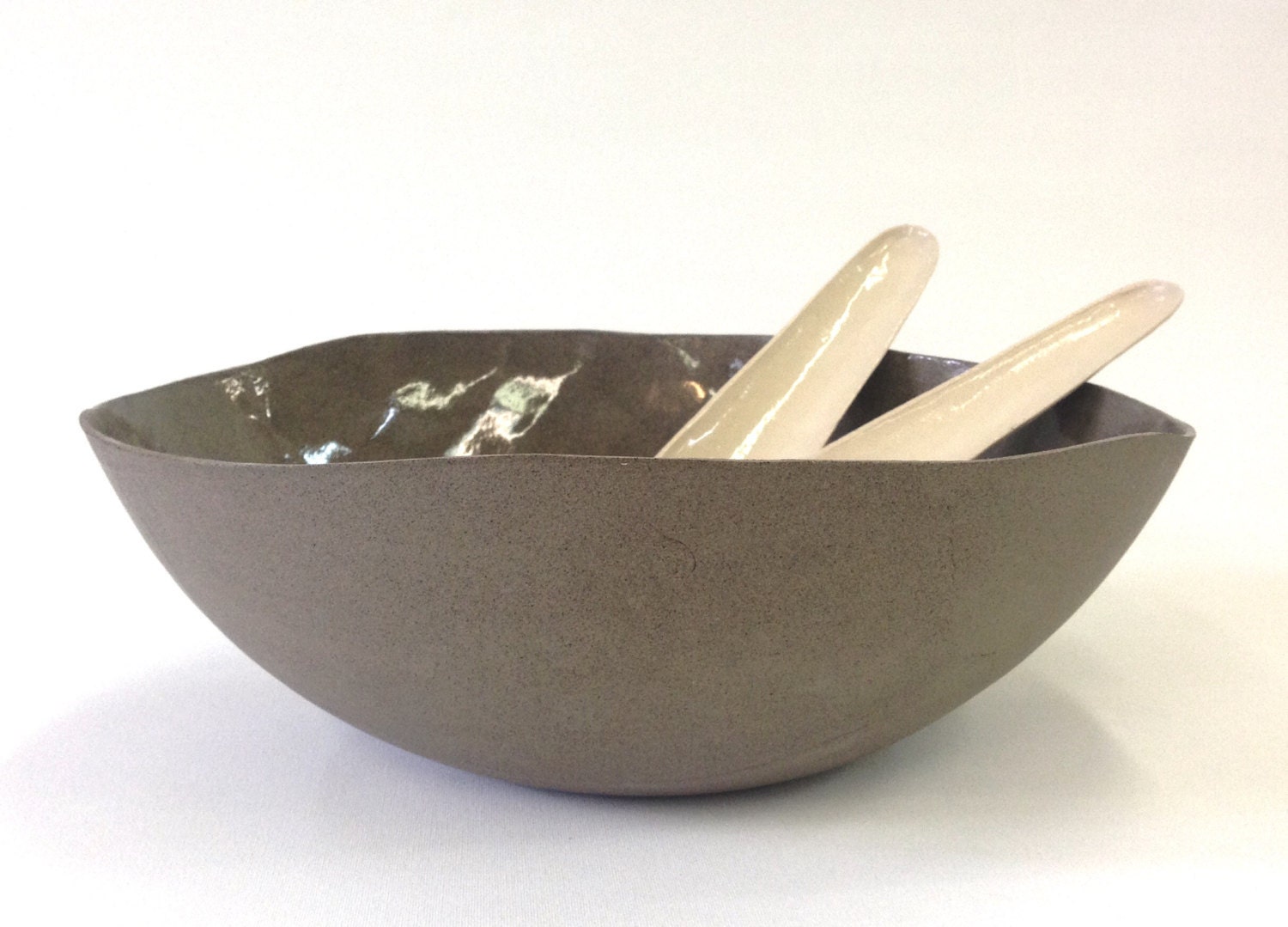 Large Bowl, Ceramic Bowl, Salad Bowl, Gray Bowl, Serving Bowl, Gray ...