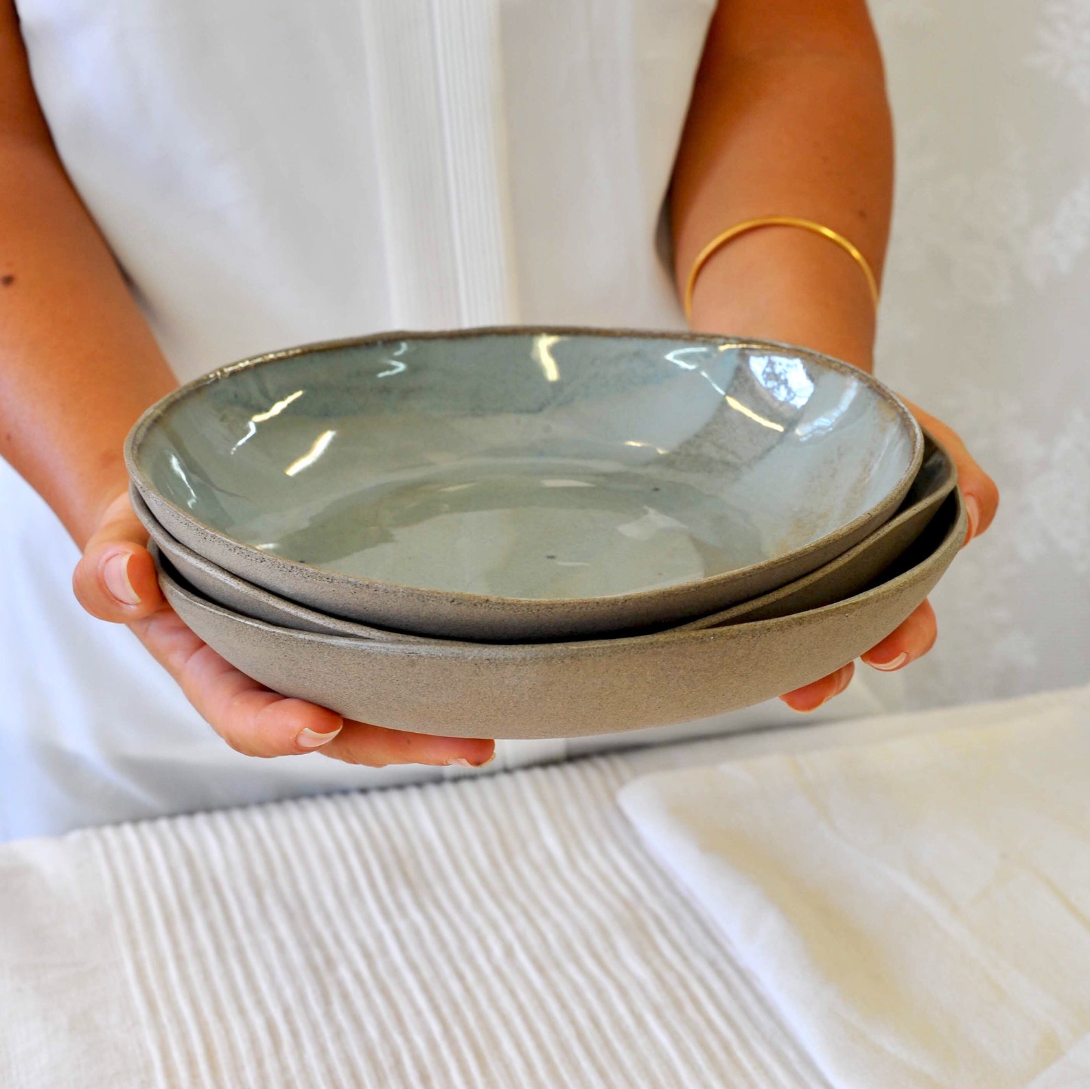 Blue & Grey Ceramic Plate Set of 2 | Etsy