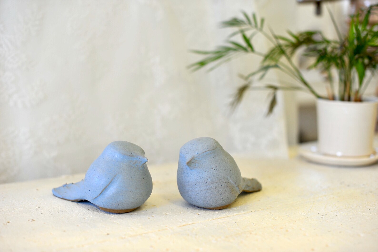 Ceramic Blue Birds Couple Figurines - Etsy