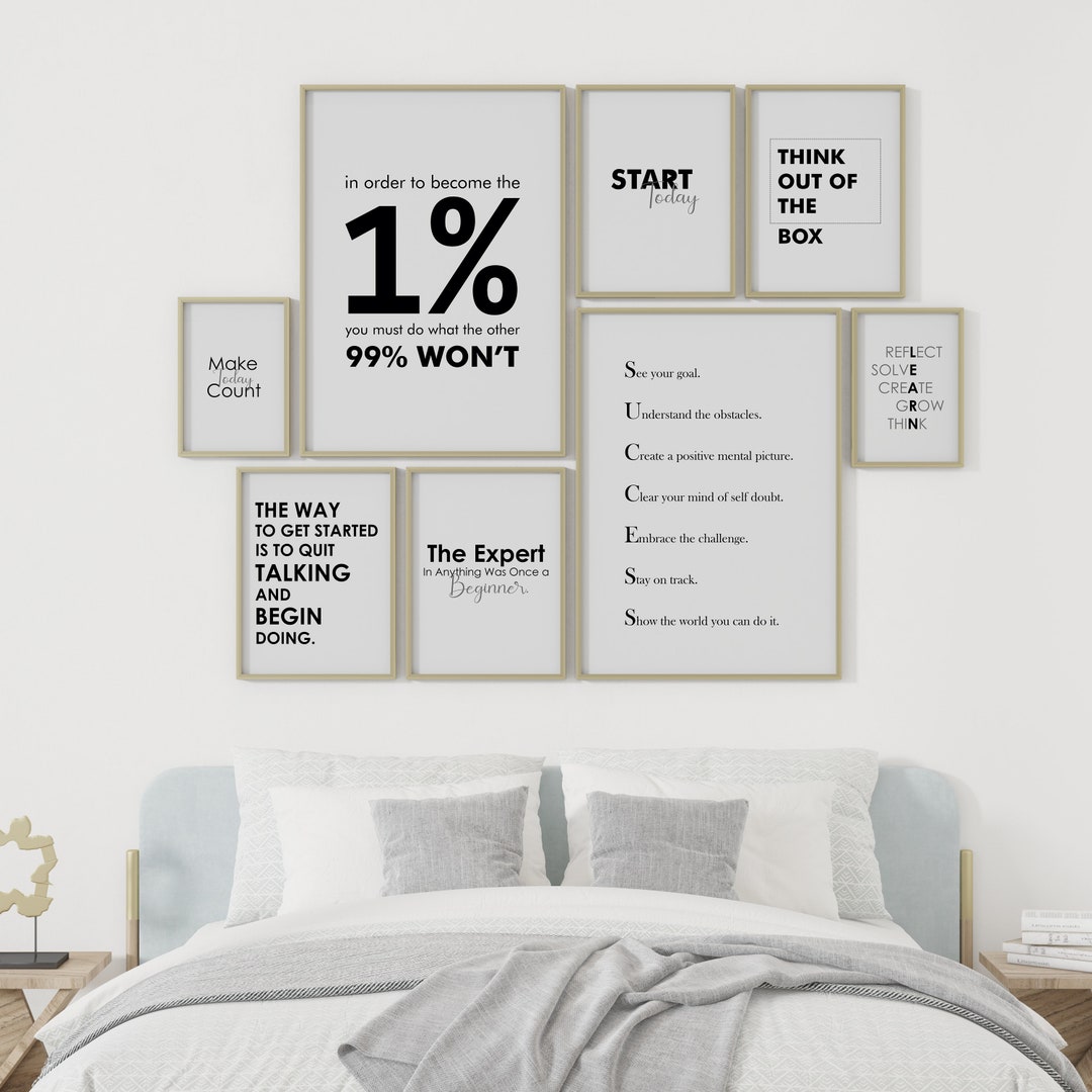 Office Motivational Wall Art, Set of 8 Inspirational Art, Printable ...