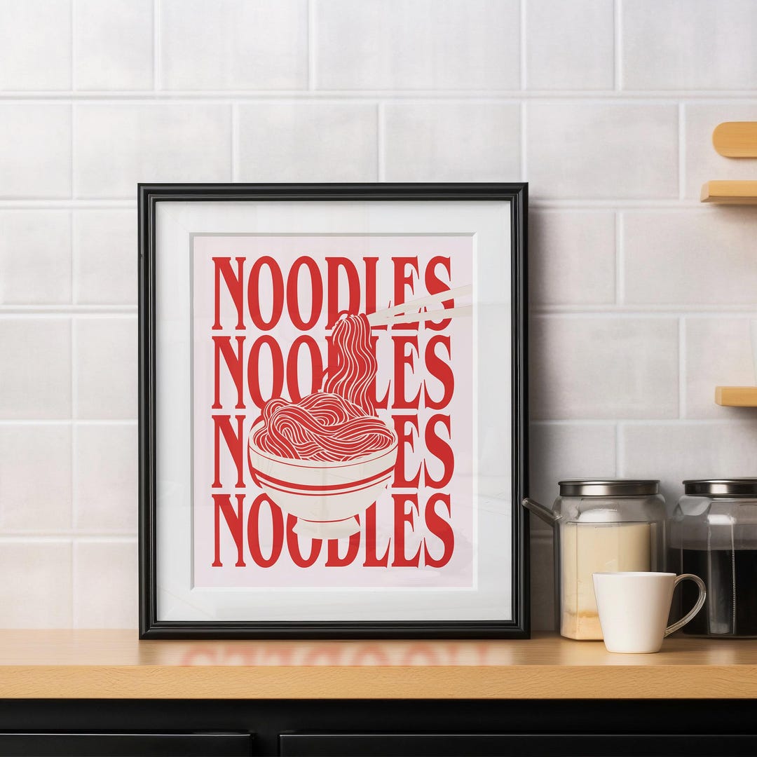 Noodles Print Cute Kitchen Wall Art, Minimalist Food Art, Takeout Print ...