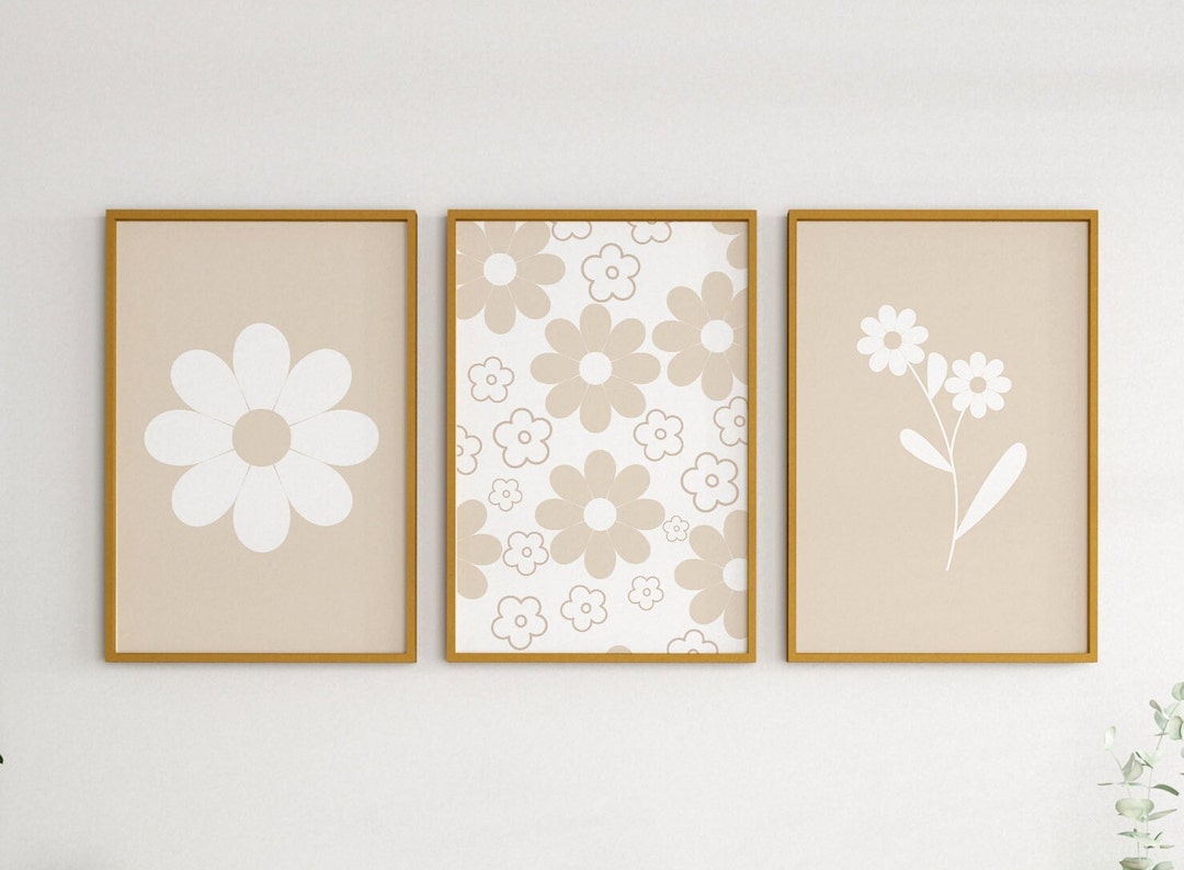 Set of 3 Daisy Flower Print Wall Art, Spring Daisies Boho Printable ...
