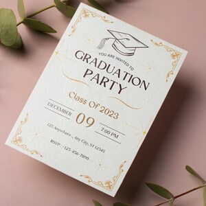 Editable Graduation Party Invitation, Convocation Invitation Template, High School Ceremony ...