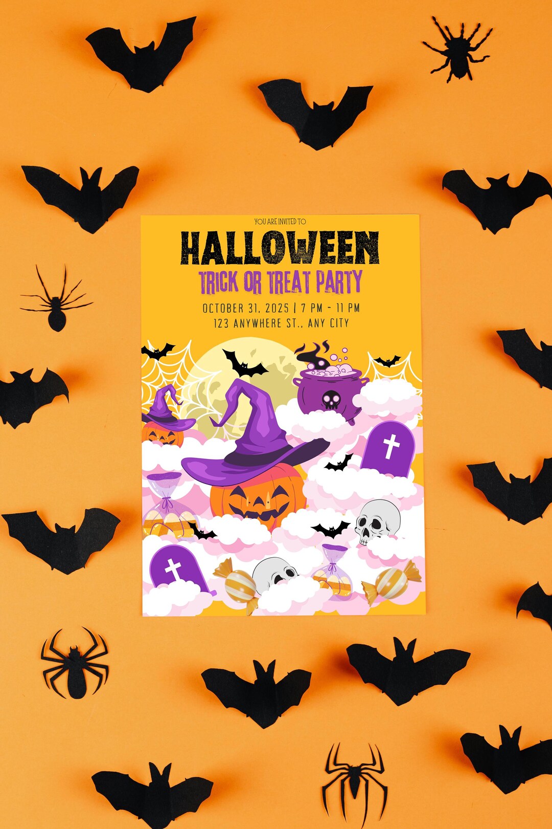Editable Halloween Party Invitation Template (5x7 Inch) (digital ...