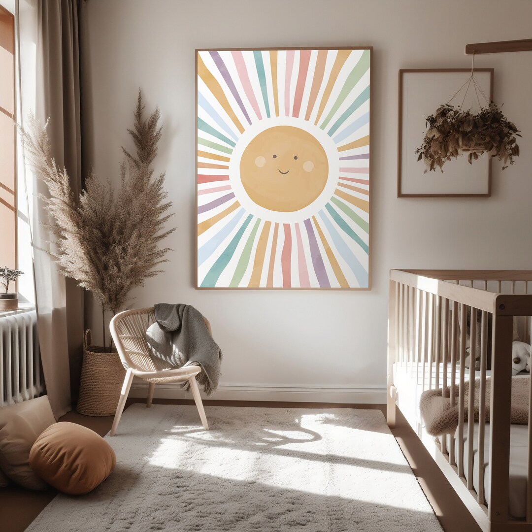 Sun Playroom Poster, Watercolor Sun Print, Watercolor Nursery Decor ...