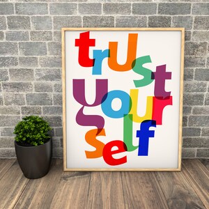 Trust Yourself Motivational Print, Inspirational Wall Art, Trust ...