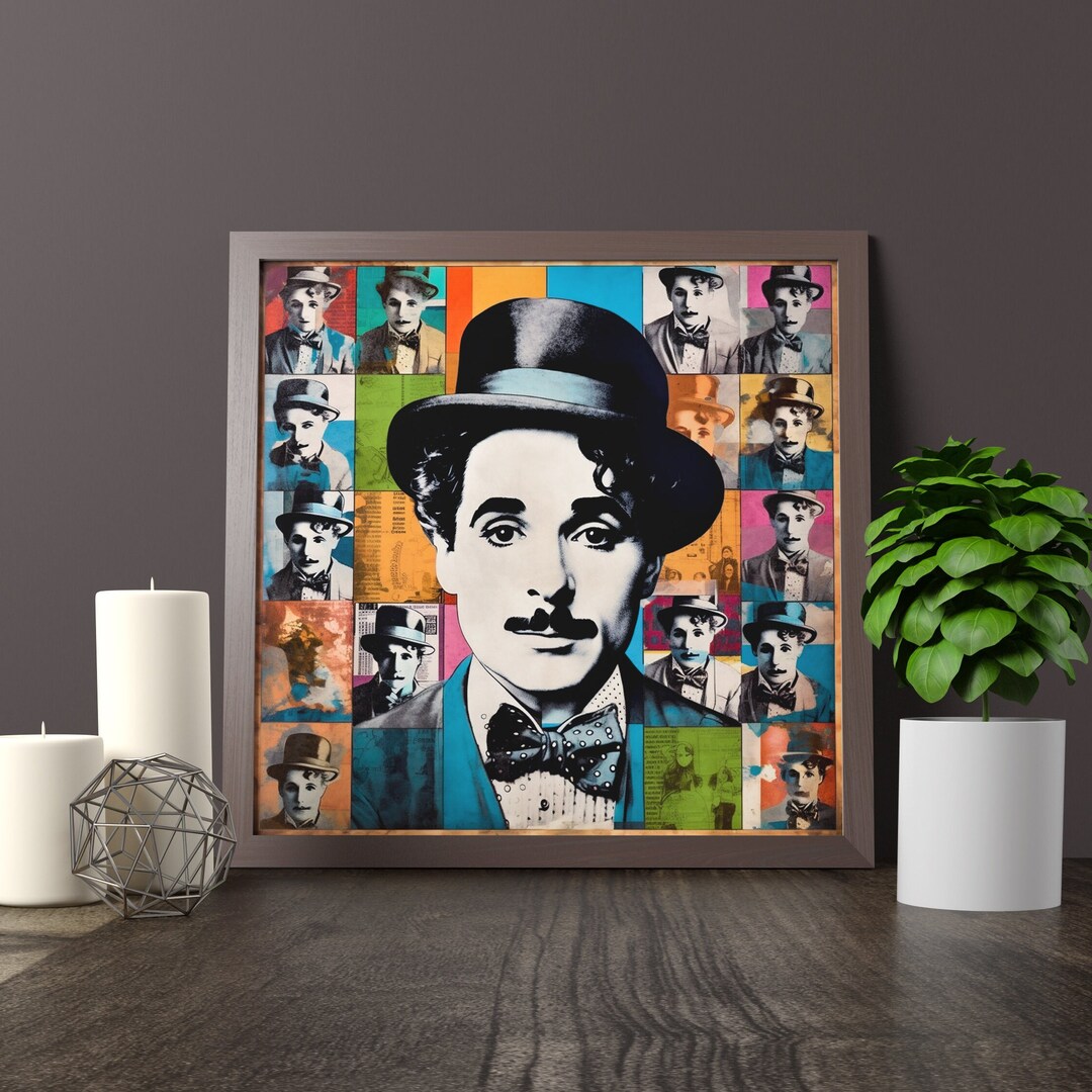 Charlie Chaplin Print Wall Art, Funny Colorful Printable Portrait ...