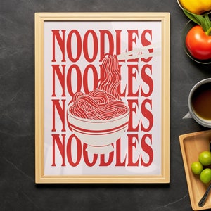 Noodles Print Cute Kitchen Wall Art, Minimalist Food Art, Takeout Print ...