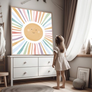 Sun Playroom Poster, Watercolor Sun Print, Watercolor Nursery Decor ...