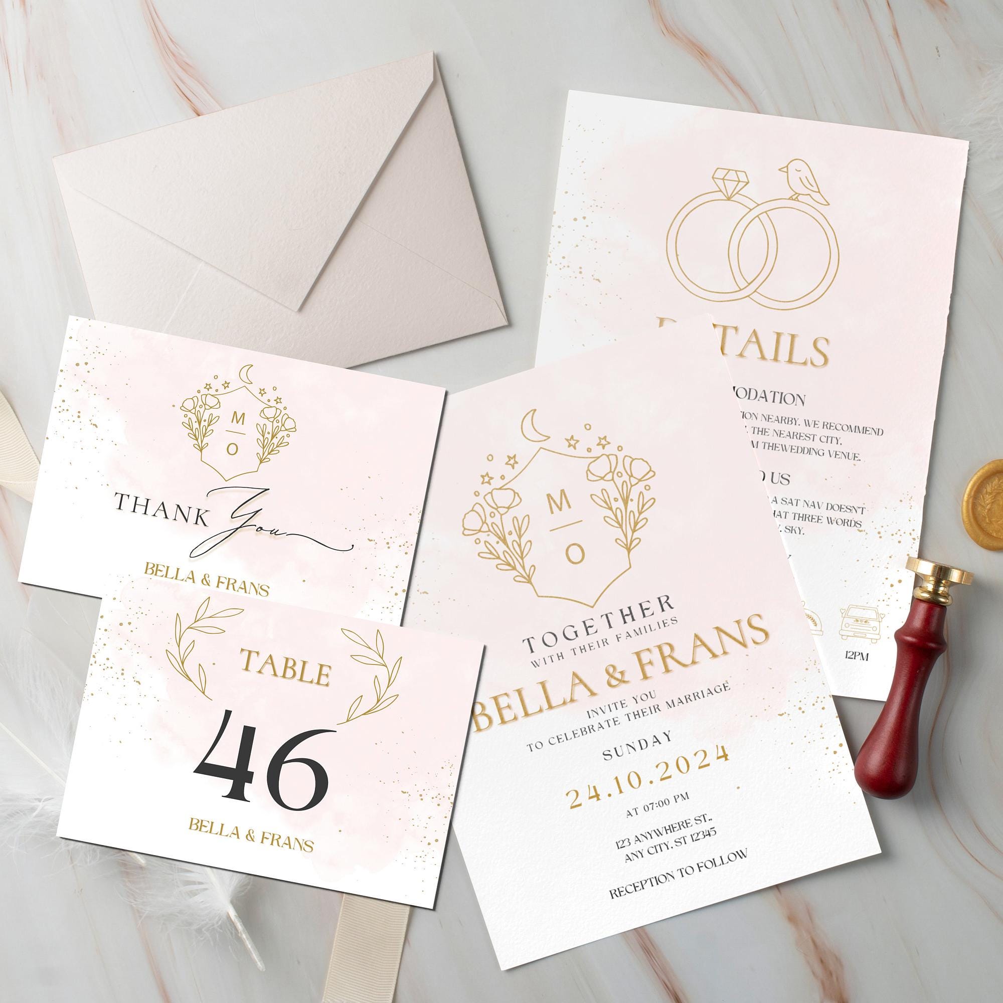 Editable Wedding Invitation, Instant Wedding Printable Template, Brown ...
