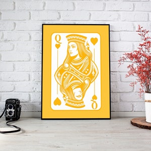 Queen Card Game Wall Art, Colorful Queen Prints, Mid Century Trendy ...