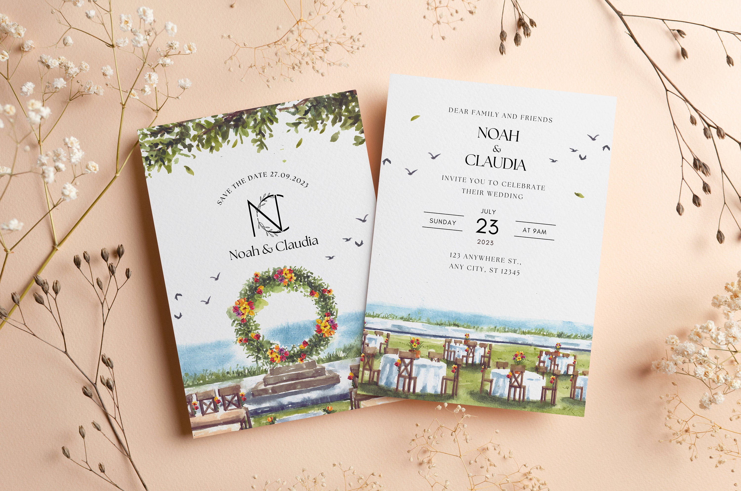 Editable E-invite Template and Printable Card Template, Watercolor ...