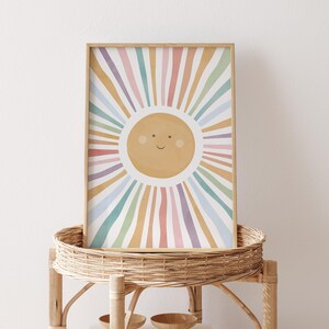 Sun Playroom Poster, Watercolor Sun Print, Watercolor Nursery Decor ...