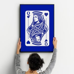 Queen Card Game Wall Art, Colorful Queen Prints, Mid Century Trendy ...