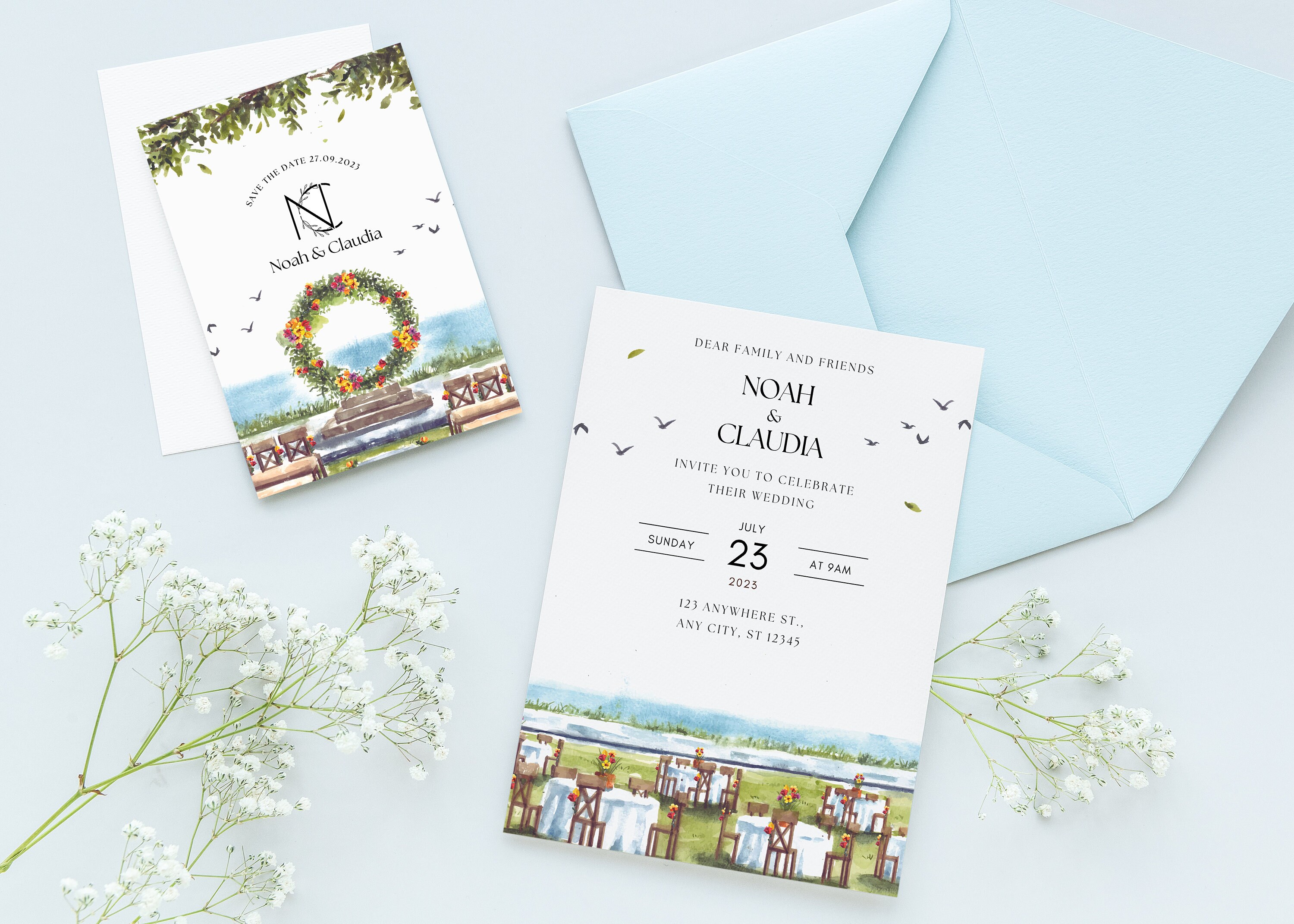 Editable E-invite Template and Printable Card Template, Watercolor ...