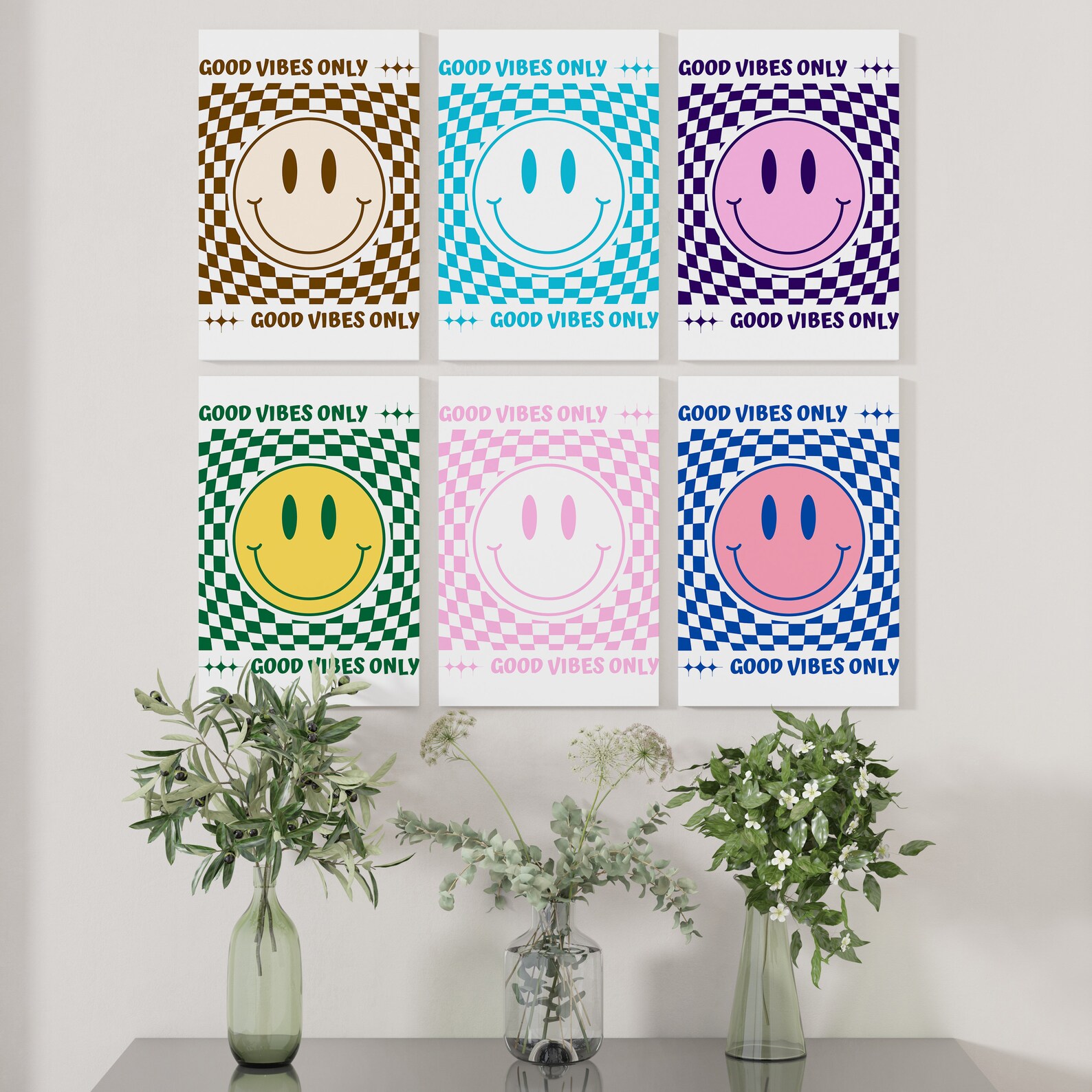 Smiley Face Gallery Wall Set, Kids Room Decor, Play Room Wall Art ...