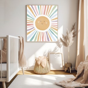 Sun Playroom Poster, Watercolor Sun Print, Watercolor Nursery Decor ...