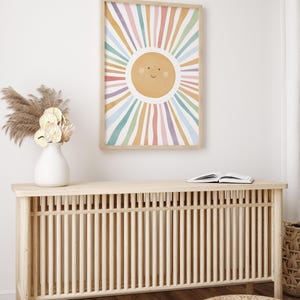 Sun Playroom Poster, Watercolor Sun Print, Watercolor Nursery Decor ...
