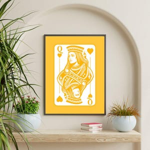 Queen Card Game Wall Art, Colorful Queen Prints, Mid Century Trendy ...