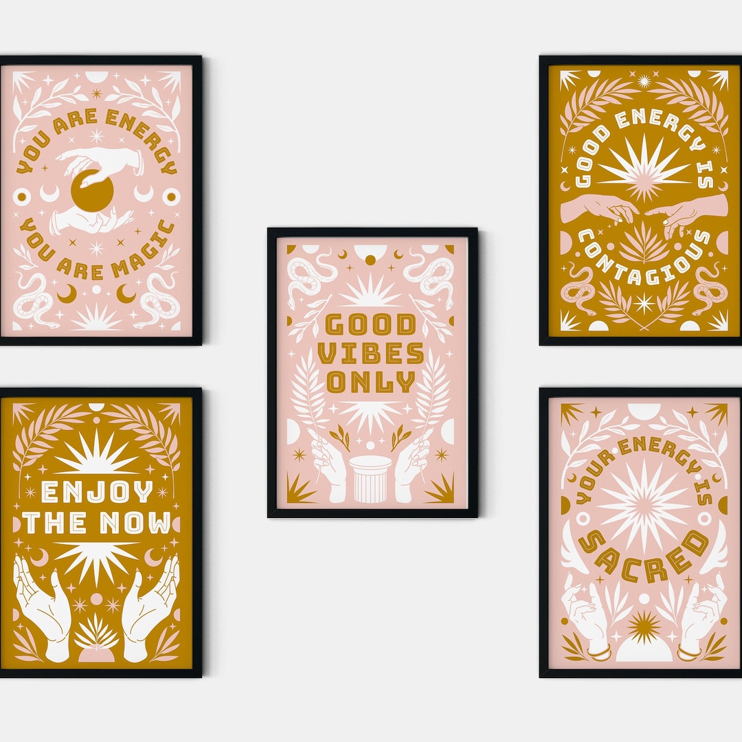 Positive Quotes Print Wall Art, Set of 5, Motivational Poster, Positive ...