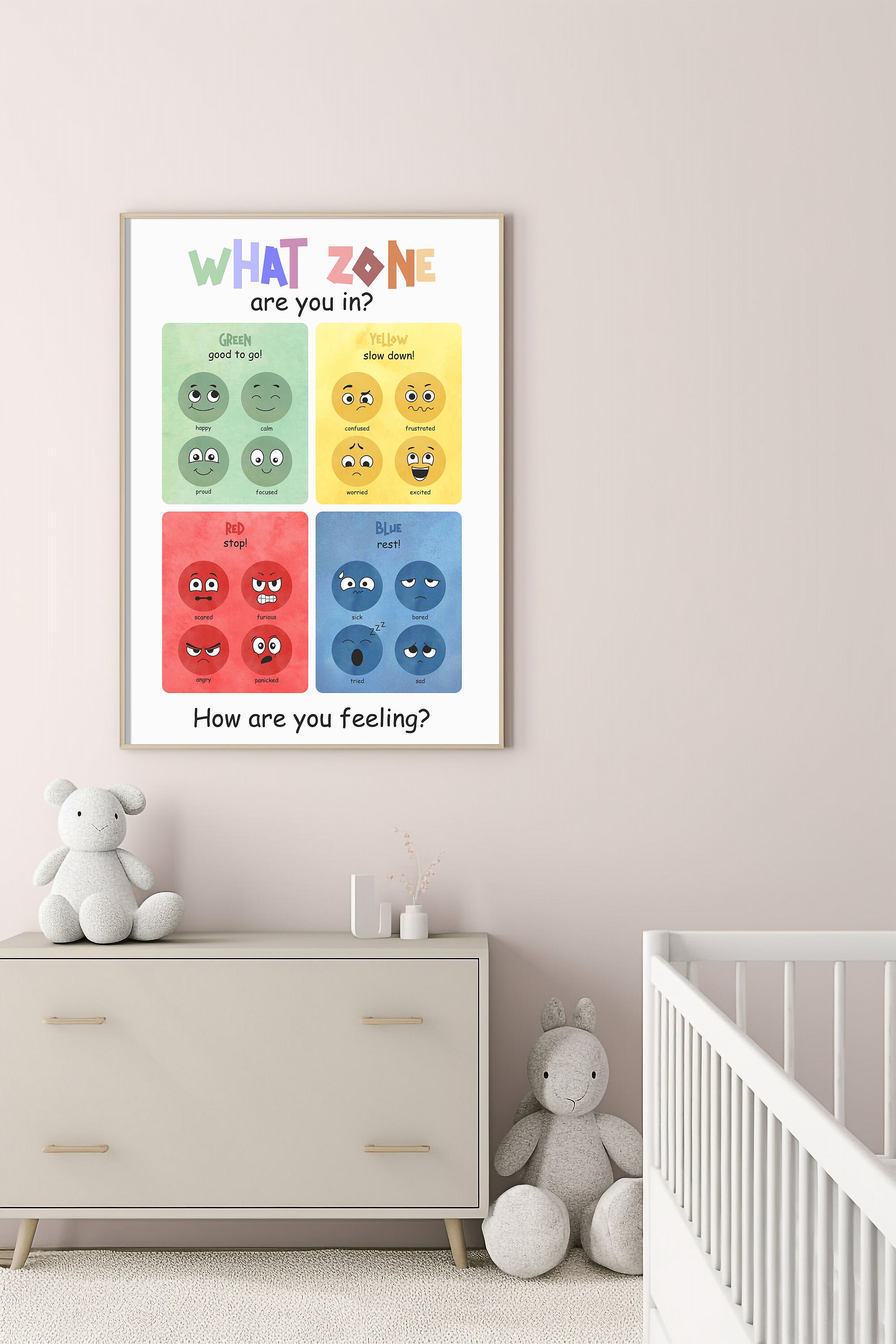 Emotions Poster, Feelings Chart for Kids, School Counselor Office Decor ...
