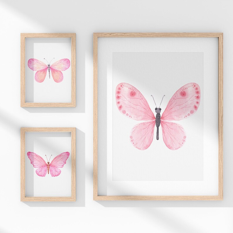 Pink Butterfly Print, Girls Bedroom Decor, Butterfly Art Print ...