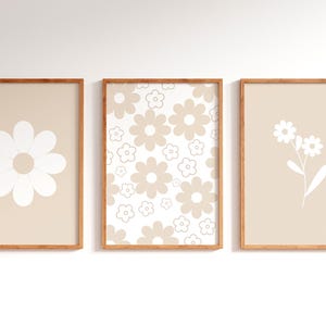 Set of 3 Daisy Flower Print Wall Art, Spring Daisies Boho Printable ...
