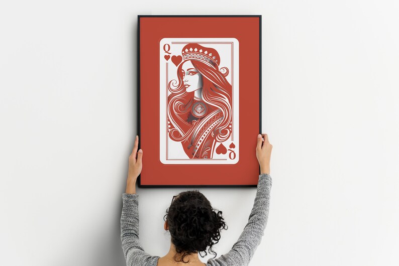 Queen Card Game Wall Art, Colorful Queen Prints, Mid Century Trendy ...