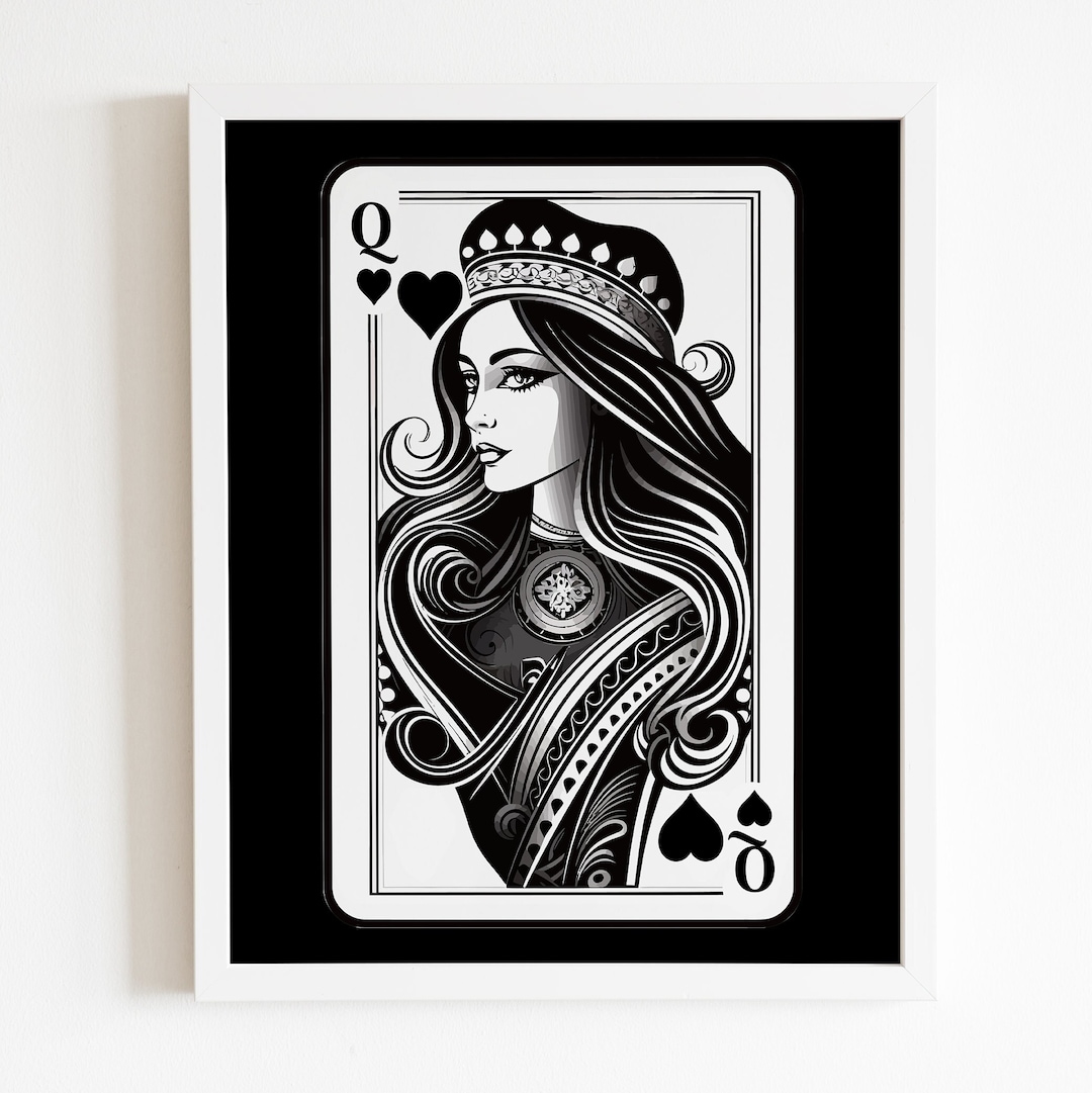Queen Card Game Wall Art, Colorful Queen Prints, Mid Century Trendy ...