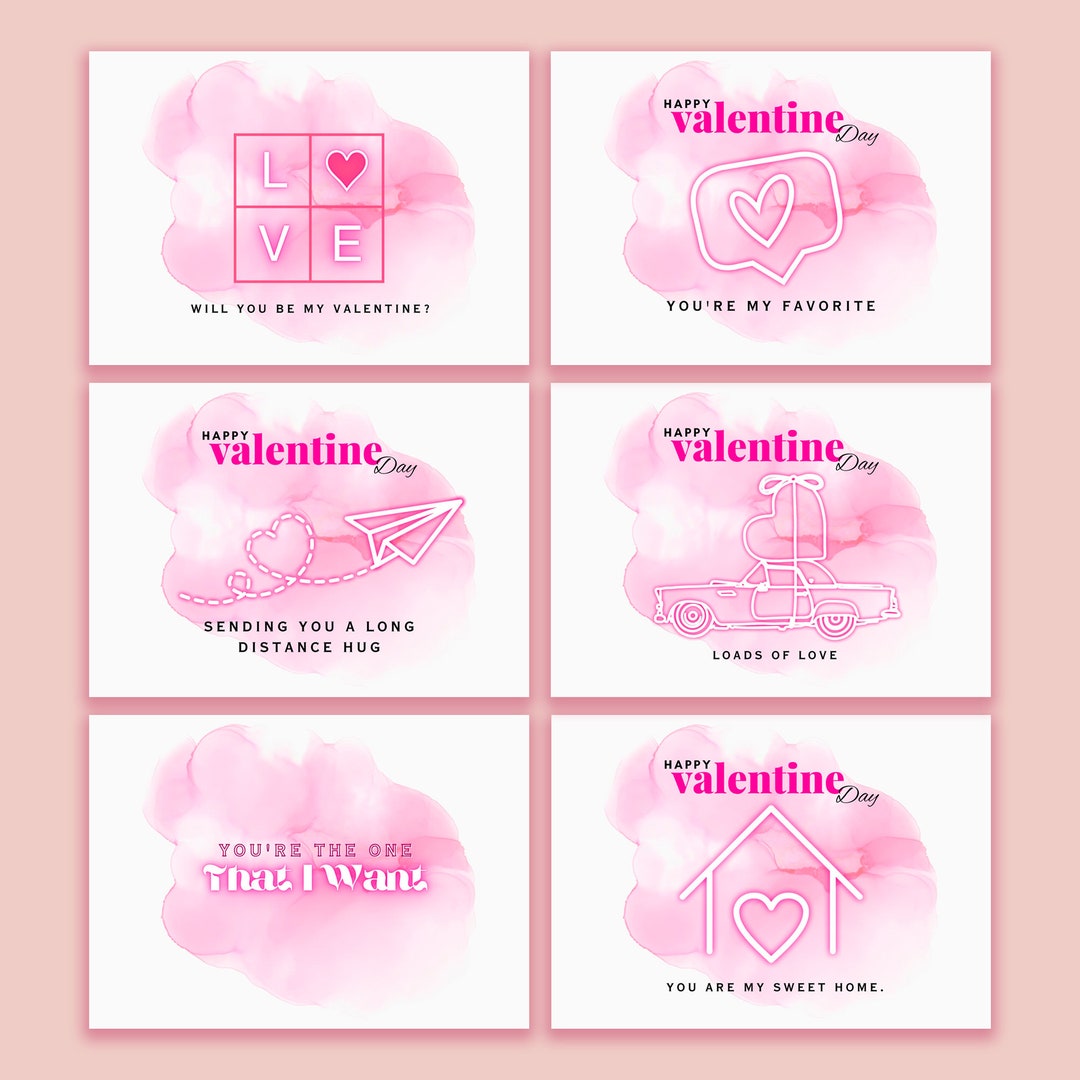 Editable Canva Valentine Day Card Template - Watercolor Printable Set ...