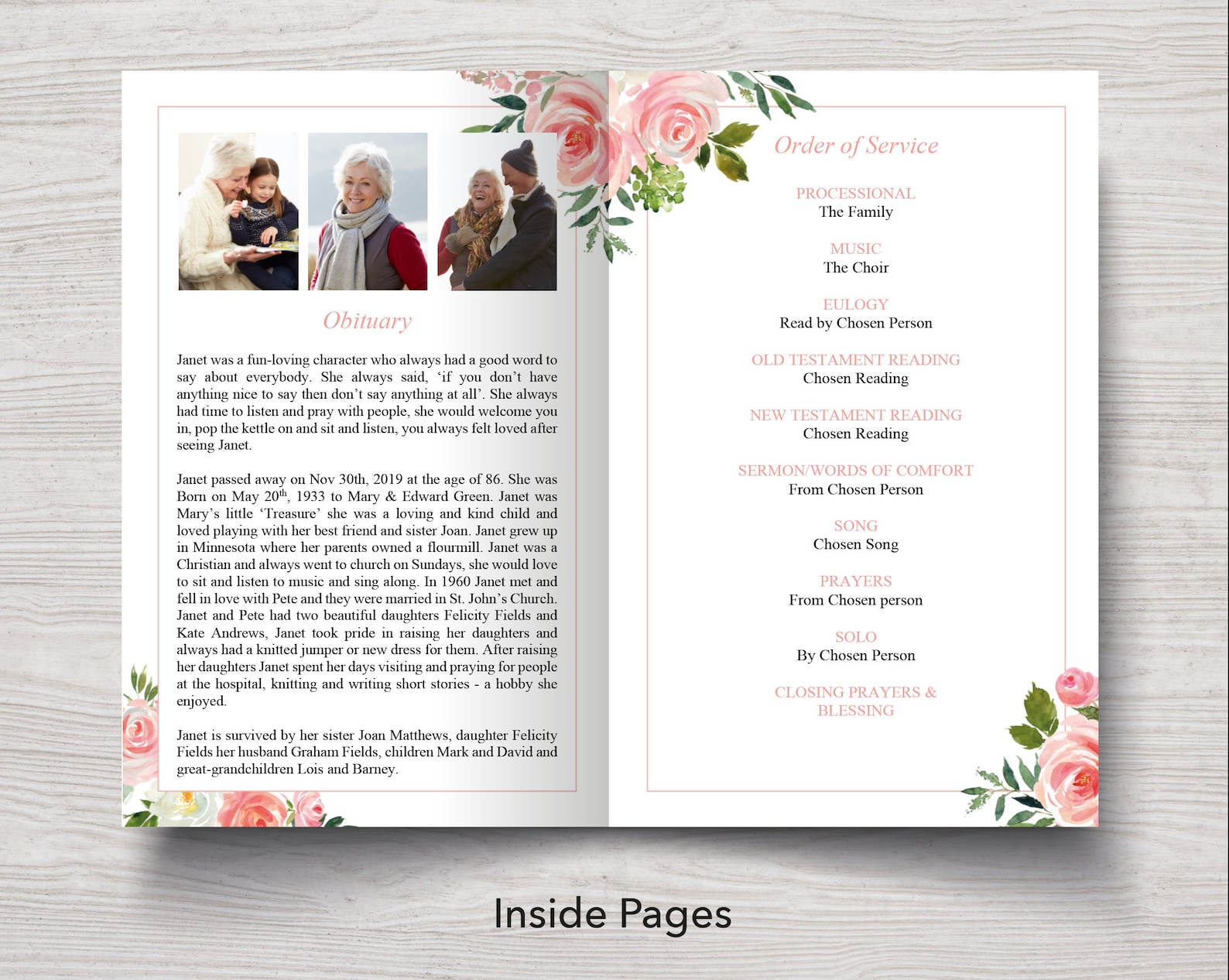 Funeral Program Template Funeral Program Template Word - Etsy UK
