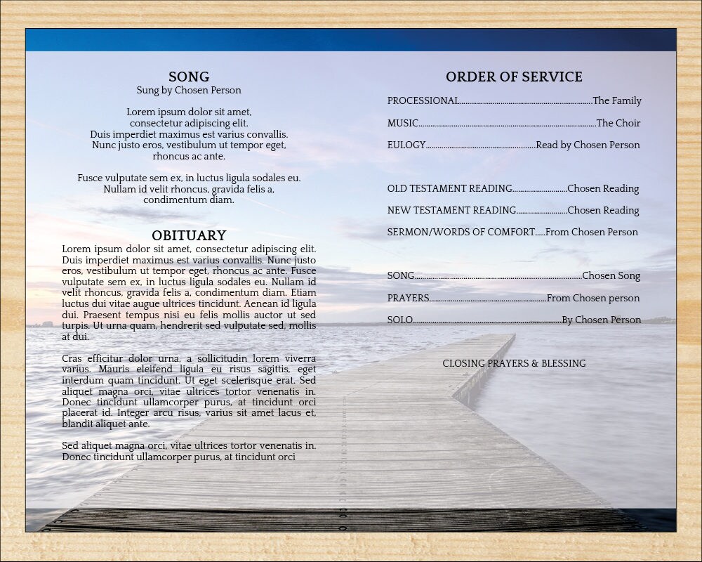 Ocean Funeral Program Template Ocean Memorial Program Blue - Etsy UK
