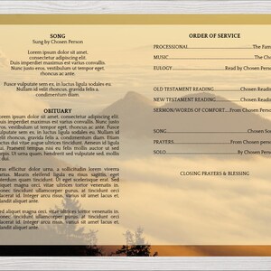 Sunset Funeral Program Template for Man | Celebration of Life Program ...