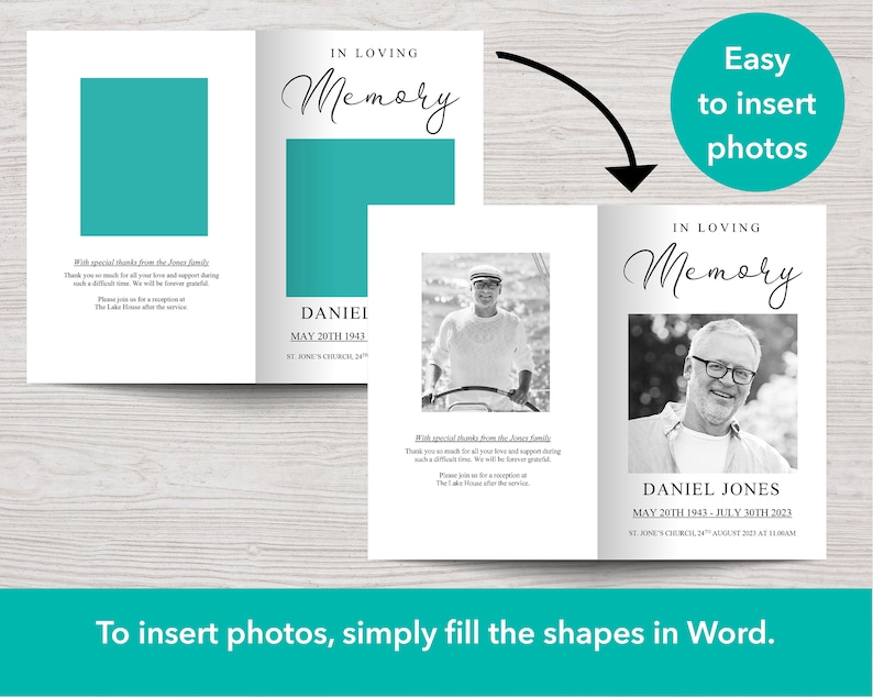 In Loving Memory Funeral Program Template for Man Minimalist - Etsy